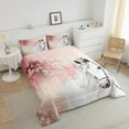White Horse Bedding King Pink Cherry Blossoms Comforter Set Women ...