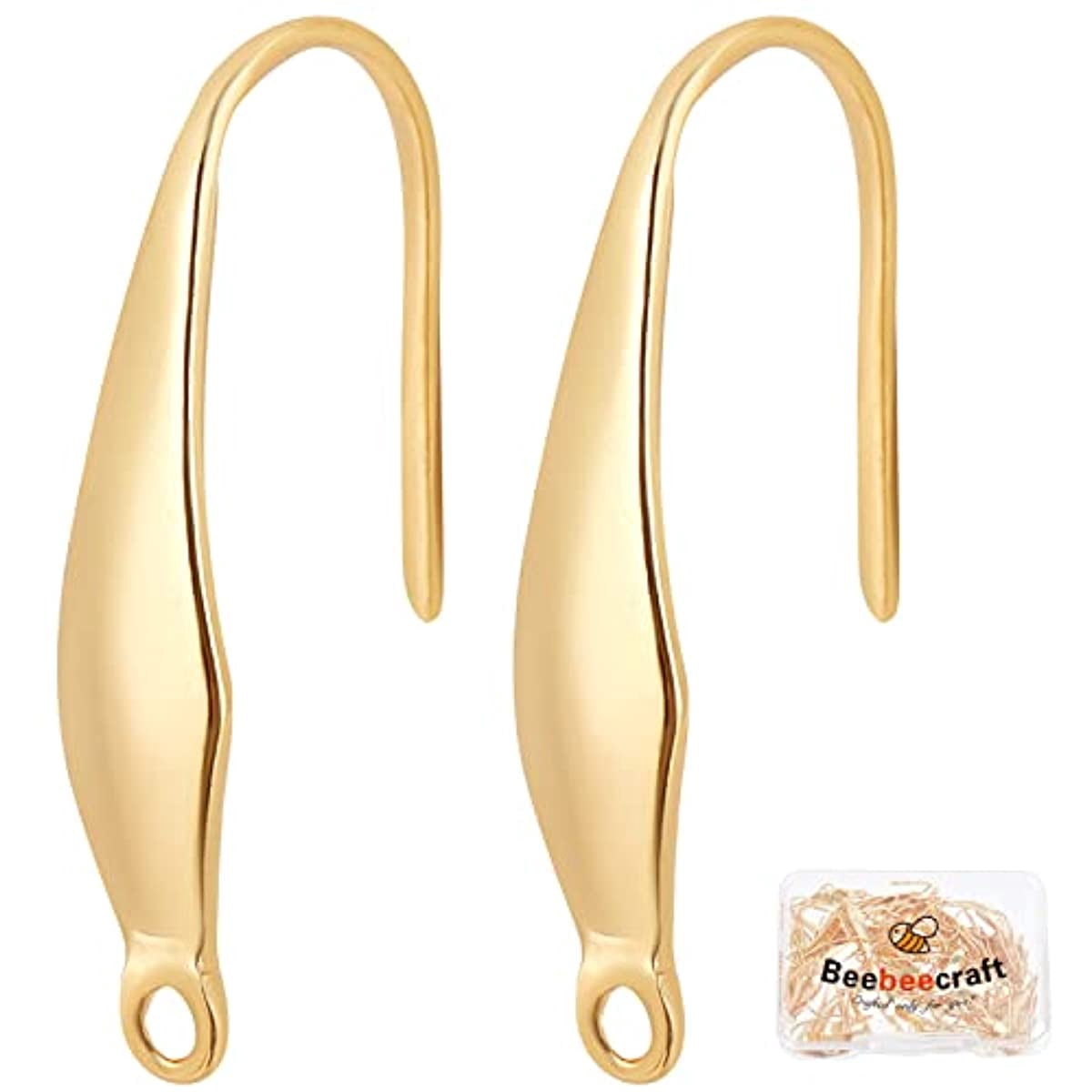 100Pcs/Box 18K Gold Plated Earring Hooks French Fish Hooks Ear Wires ...