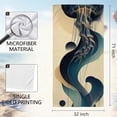 Beach towel boho A blue jellyfish floating in the ocean on a beige ...