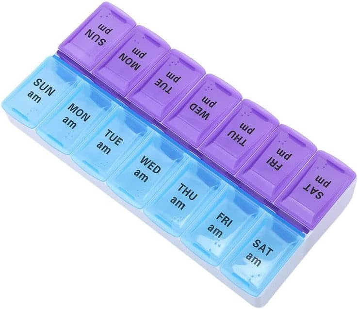 Pastillero semanal, pastillero de 7 días, pastillero (azul y morado ...