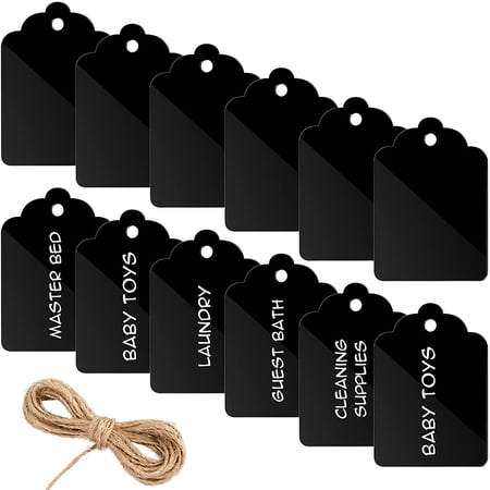 12 Pieces Acrylic Basket Tags Acrylic Organizer Hanging Labels for ...