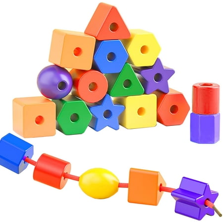 36 Pcs Jumbo Lacing Beads for Kids - Montessori Fine Motor Skills Toys ...