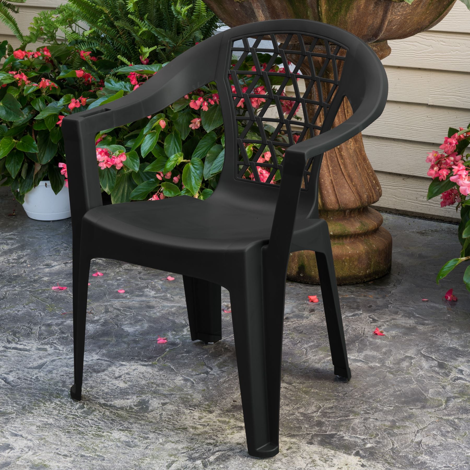 Adams Penza Manufacturing Patio Plastic Outdoor Pool WaterproofStack Chair Black