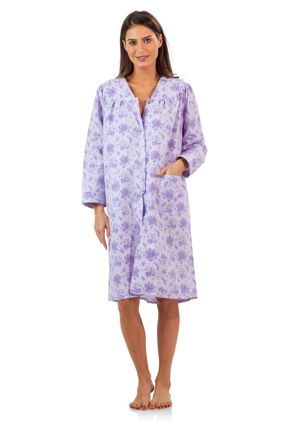 Casual Nights Women's Garden Flannel Duster Dress - Walmart.com