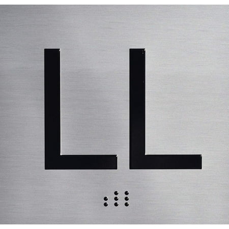 LL Floor Elevator Jamb Plate Sign (Lower Level) with Braille and Raised ...