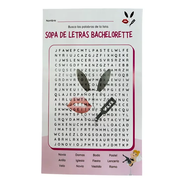 Juego De Mesa Despedida Soltera Sopa Letras Novia Edad +18 | Walmart en ...