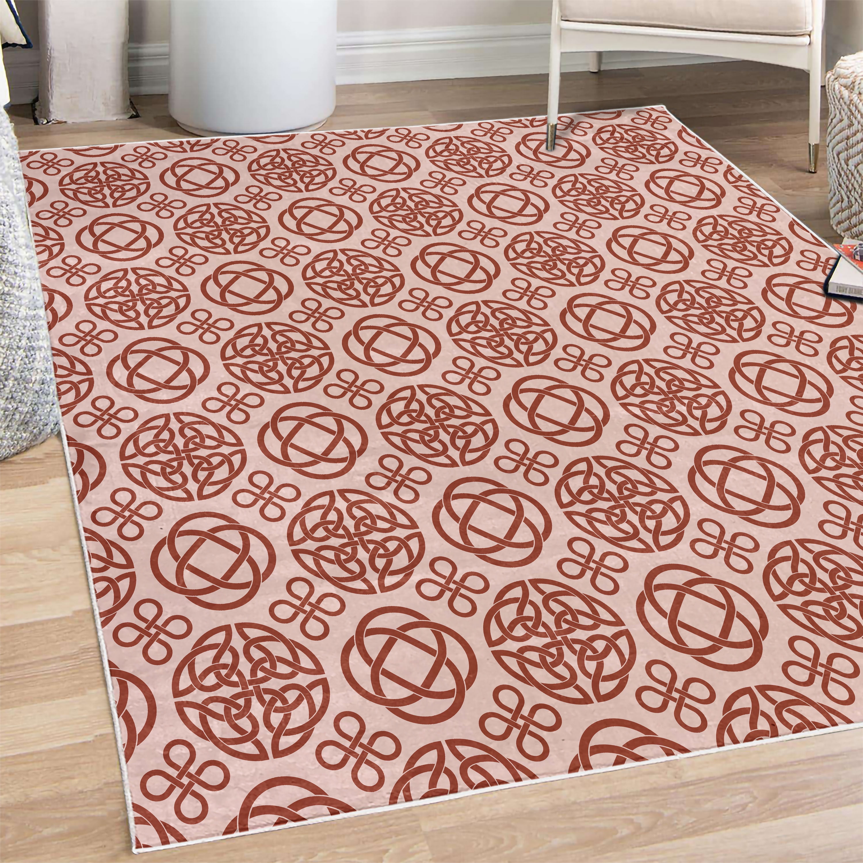 Celtic Decorative Rug, Retro Tribal Circle Knots Eternity Forms Pattern ...