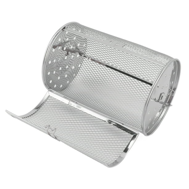 Rolling Grilling Basket Grill Cage Mesh Stainless Steel Cylinder Round ...