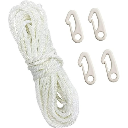 50 Feet Flag Pole Rope, with 4 Pcs Flag Clips for Flagpole Up to 25 ...