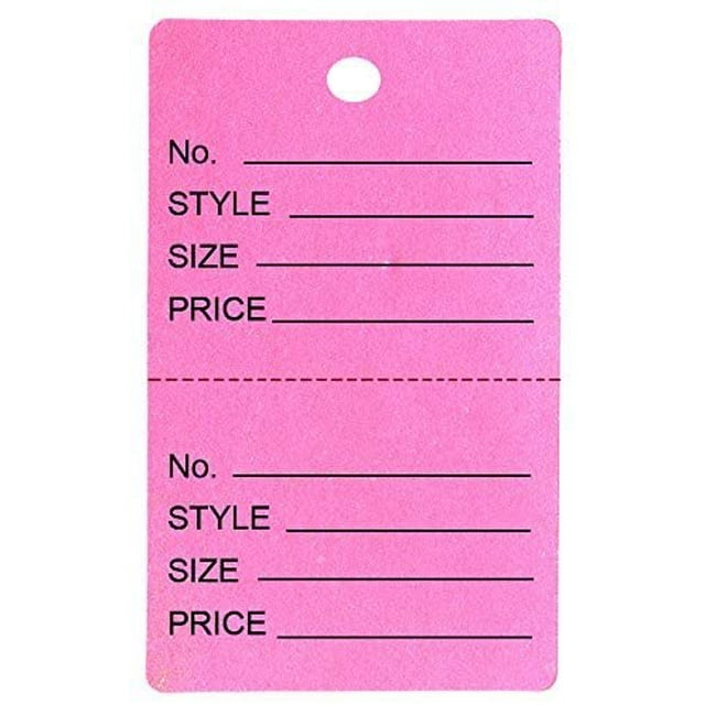 100 Qty Unstrung Pink Price Tags w/Perforated Stub - Walmart.com