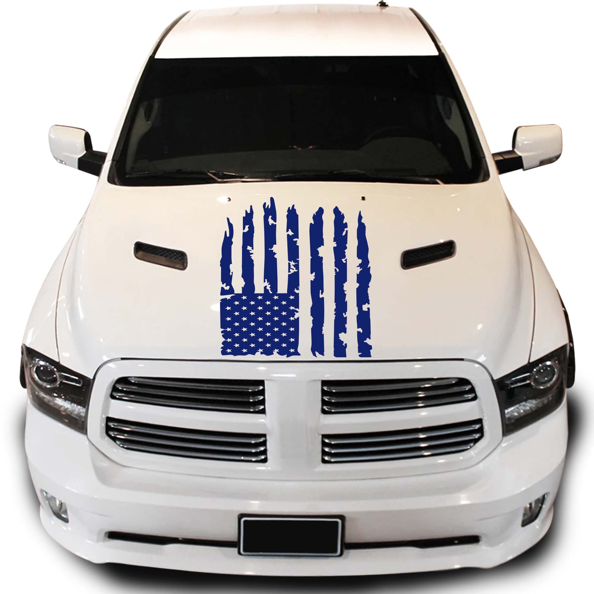 Distressed American USA US Flag Hood Vinyl Decal fits Most Pickup ...