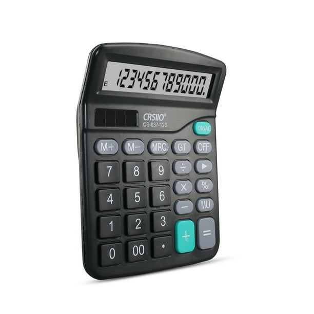 Desk Calculator, 12-Digit Solar Battery Office Calculator with Large LCD Display Big Sensitive ...