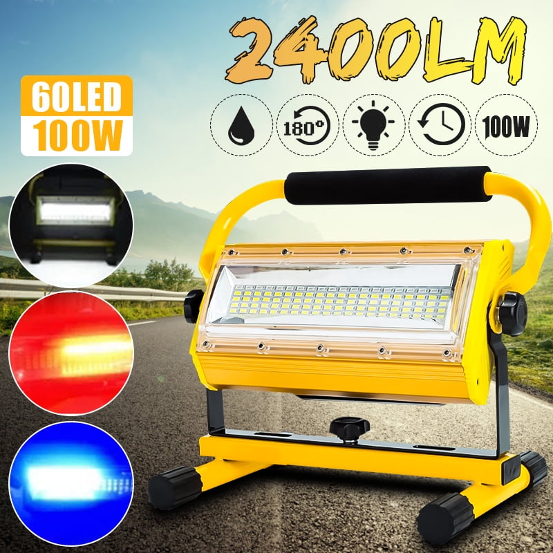 100W 60 LED Portable Rechargeable Security Flood Light Spot Work ...