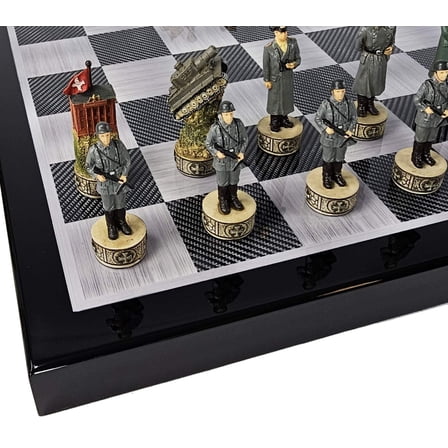 WORLD WAR 2 US vs GERMANY CHESS SET w/ 14.5" Mosaic DESIGN Board ...