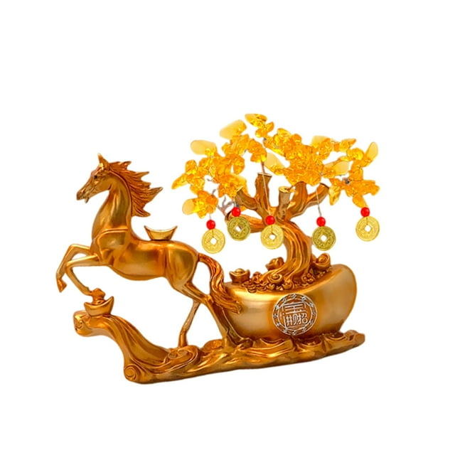 Siruishop Feng Shui Money Tree Horse Statue Chinese Year 2026 for ...