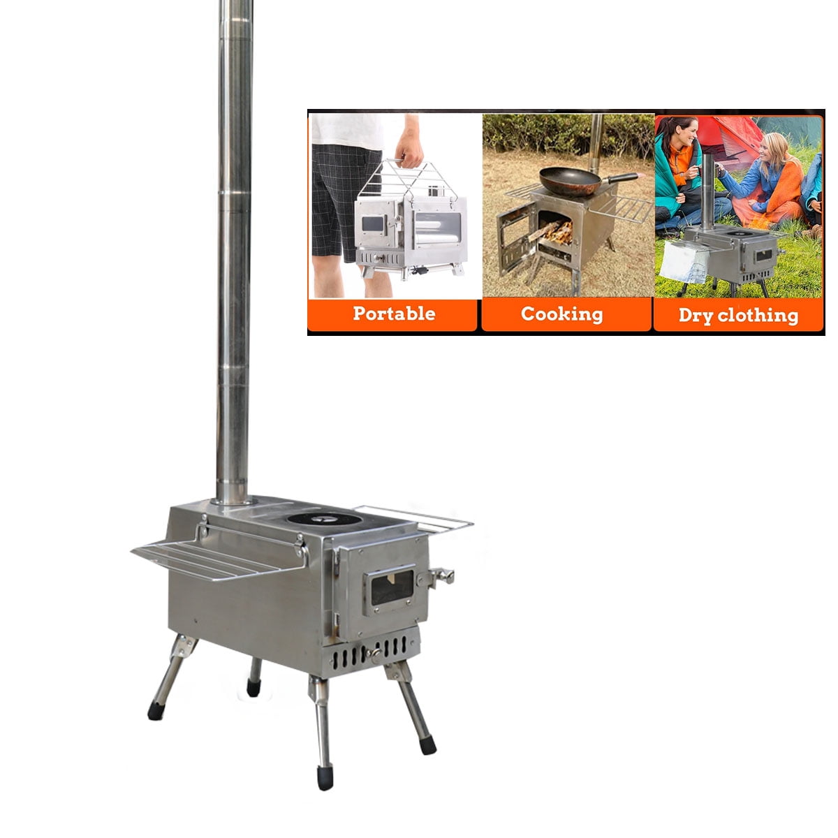 ECUTEE Portable Tent Stove Camping Wood Burning Stove Outdoor Heating ...