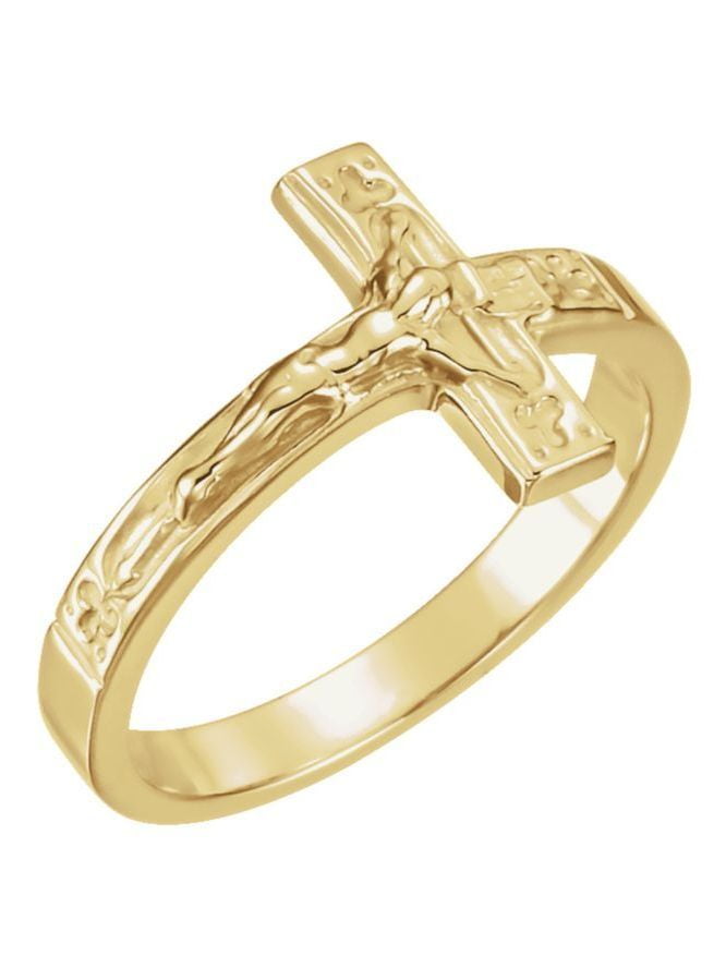 Ladies Crucifix Chastity Ring in 14k Yellow Gold - Size 6 - Walmart.com