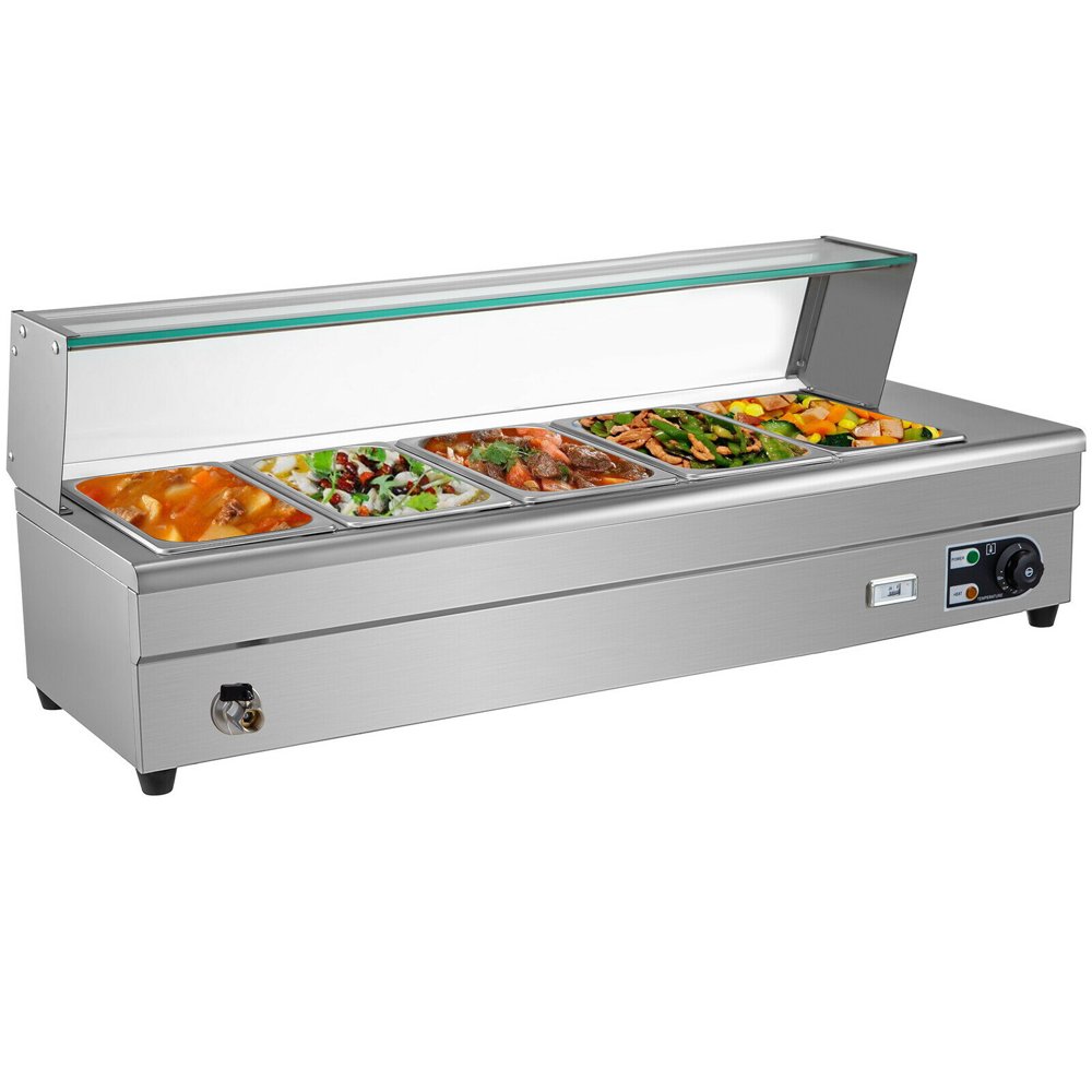 VEVOR 5 Pan Bain Marie Food Warmer 6 inch Deep 1500W Electric vevor-5-pan-bain-marie-food-warmer-6-inch-deep-1500w-electric