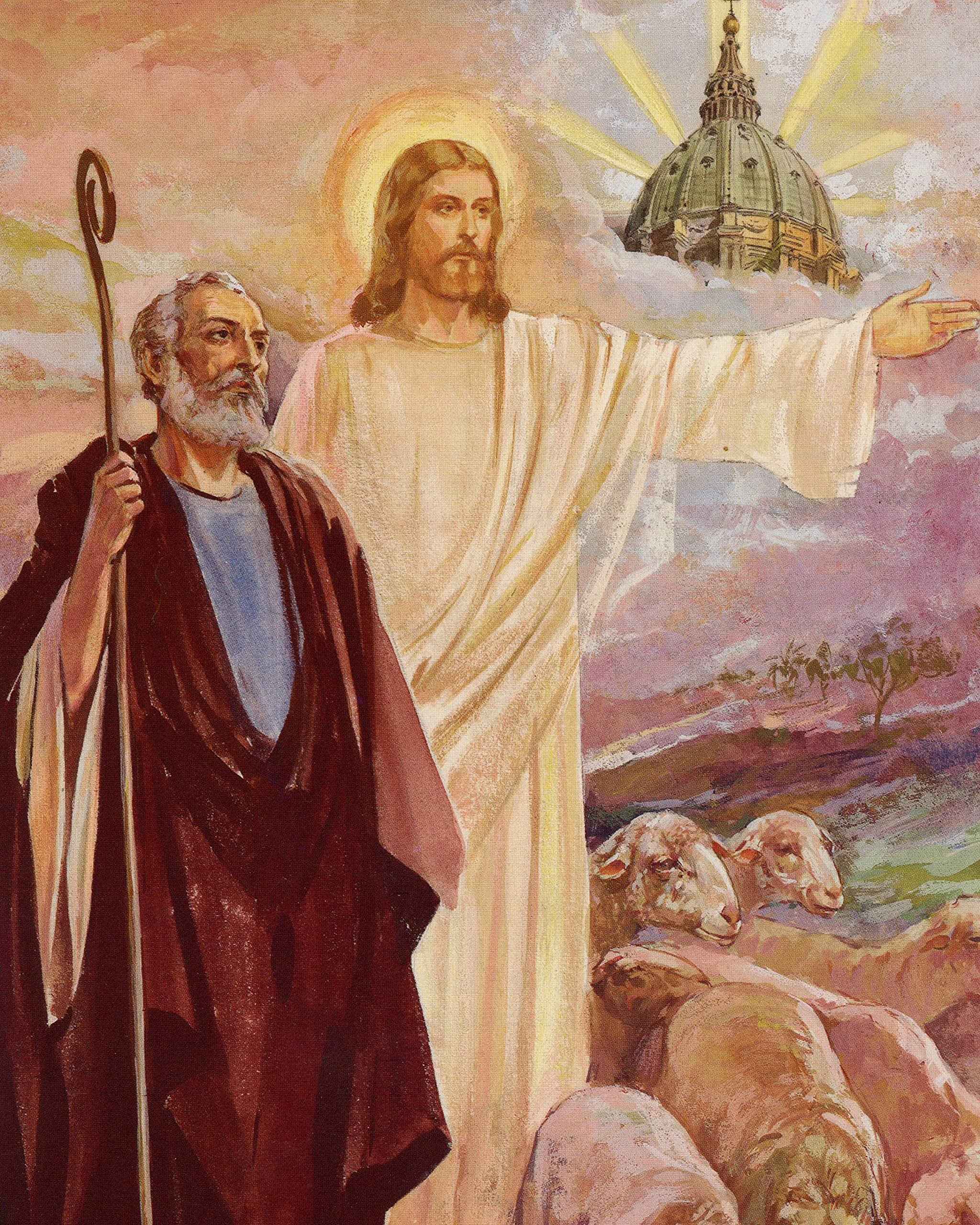 Catholic print picture - JESUS MAKES PETER POPE P - 8" x 10" ready to ...
