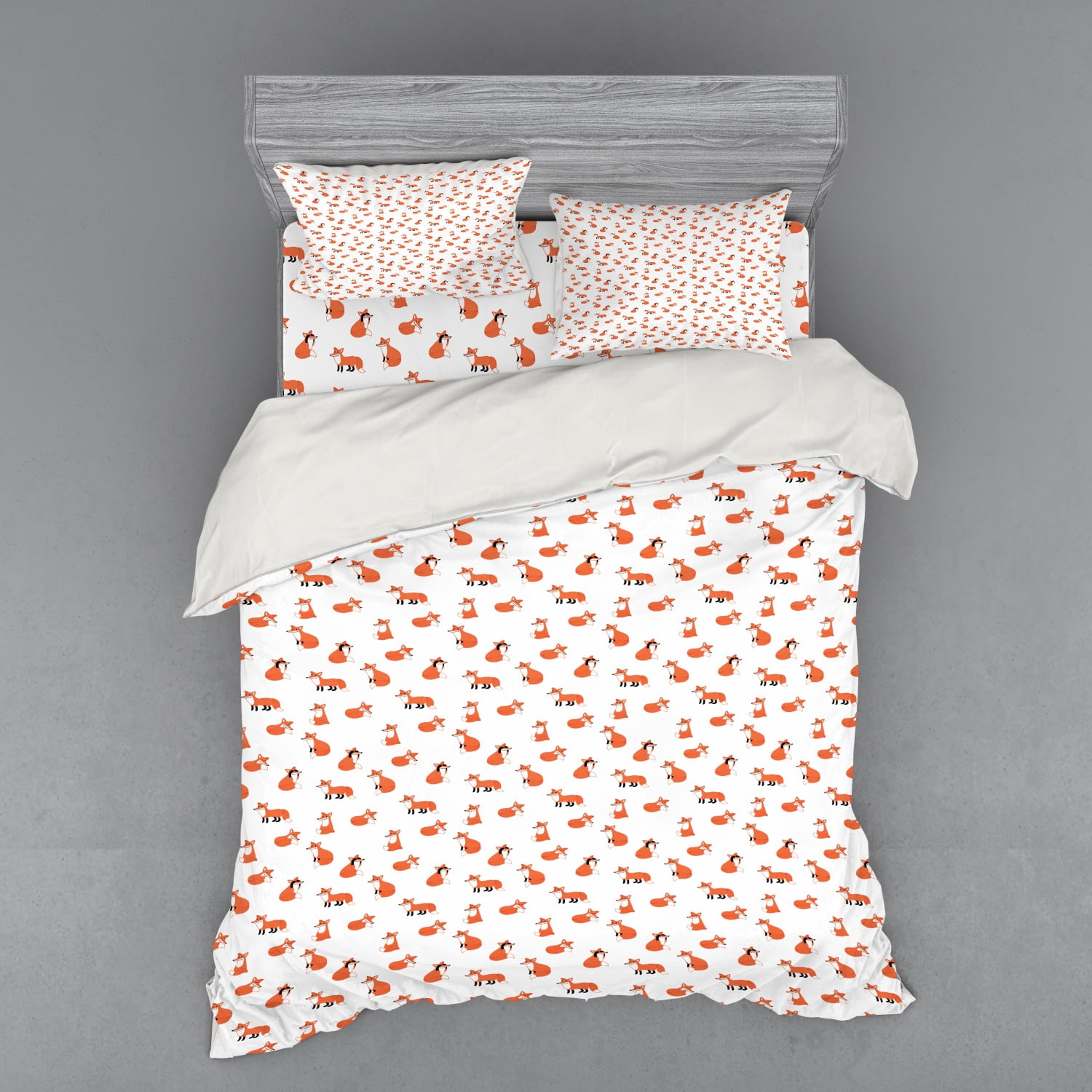 Ambesonne Fox Bedding Set 4 Pcs, Cartoon Forest Animal Pattern, Queen ...