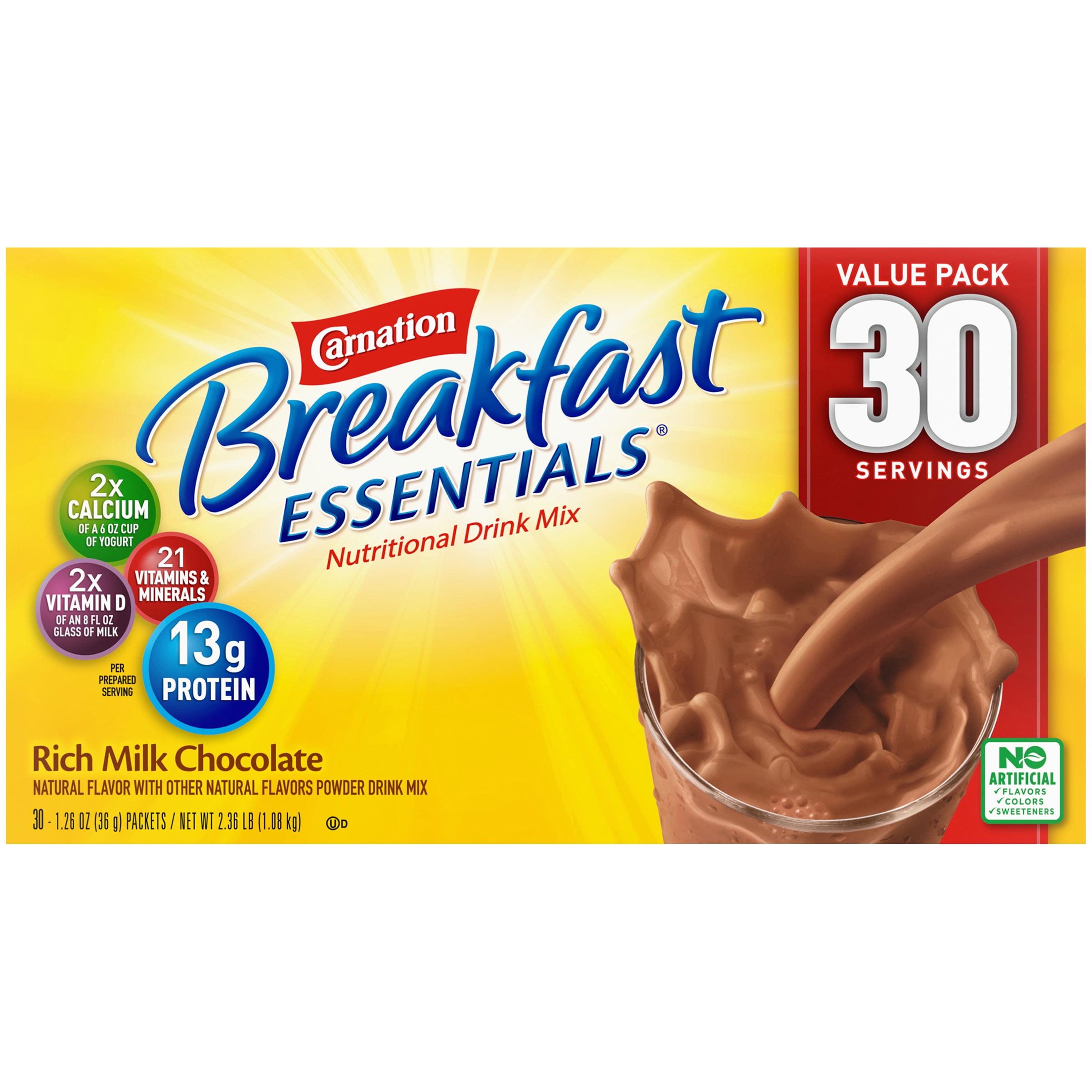 CARNATION BREAKFAST ESSENTIALS Rich Milk Chocolate 30-1.26 oz. Packets