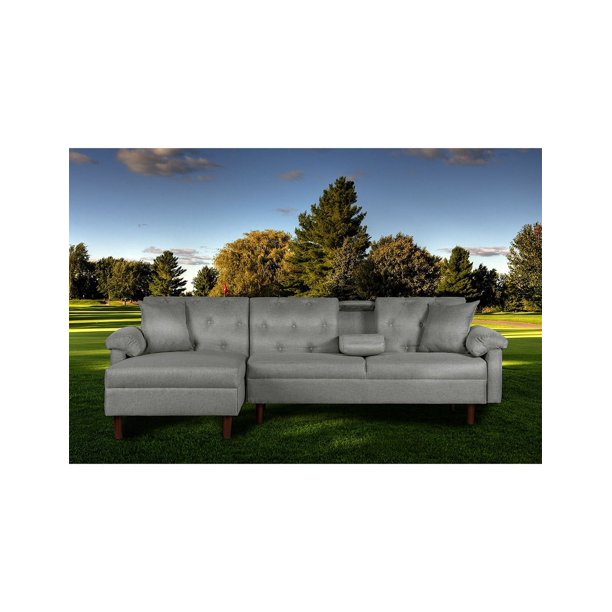 Sofá Cama Modular Reversible de Lino Gris Claro con Tecnología Beehive Airflex Foam Modelo Nixon ...