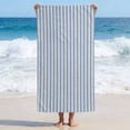 Blue Striped 2-in-1 Beach Towel Backpack,Quick Dry Beach Towel Blanket ...