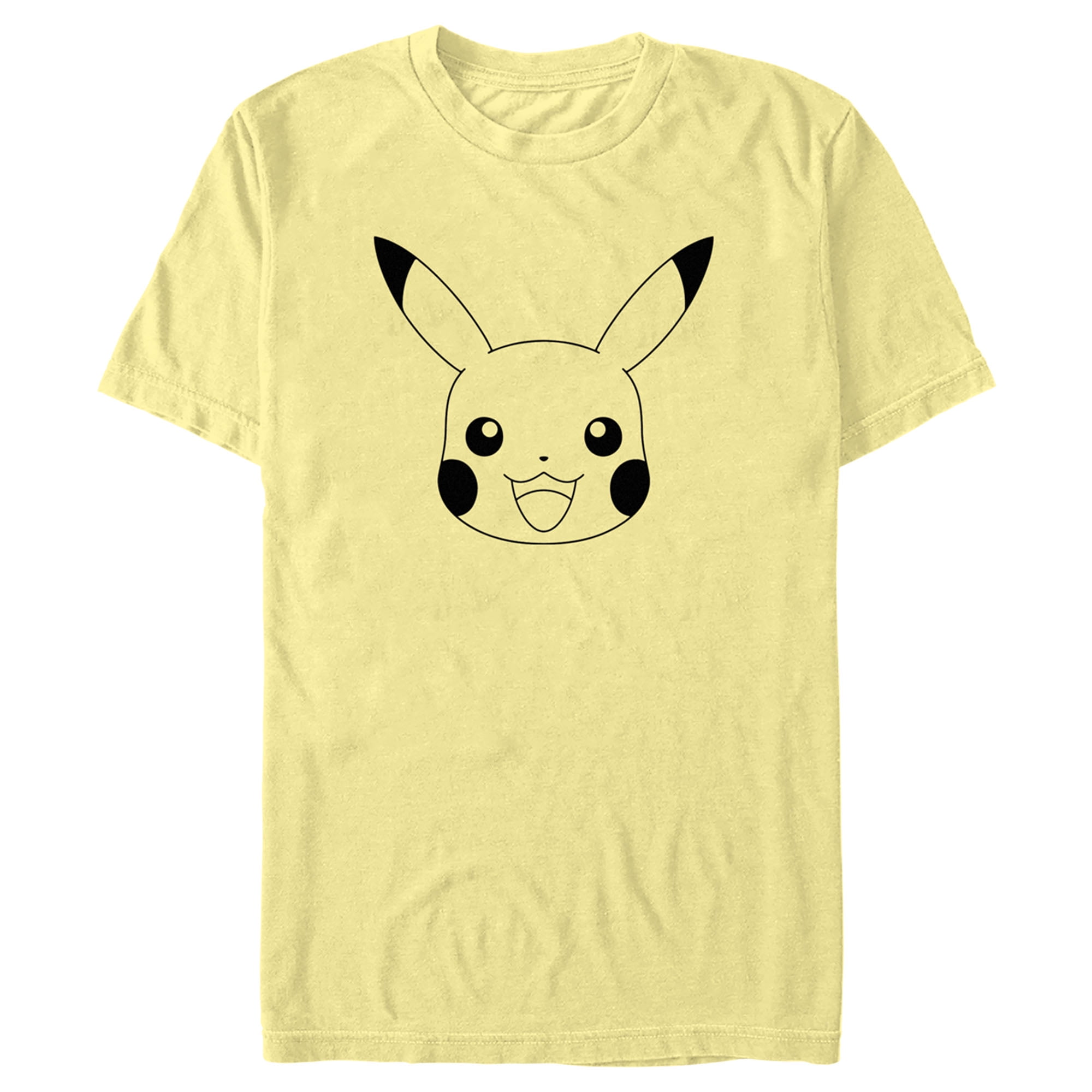 Men's Pokemon Pikachu Simple Face Outline Graphic Tee Banana Large ...