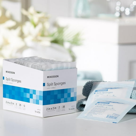 McKesson 6-Ply Split Sponges, Sterile Medical Gauze Dressings ...