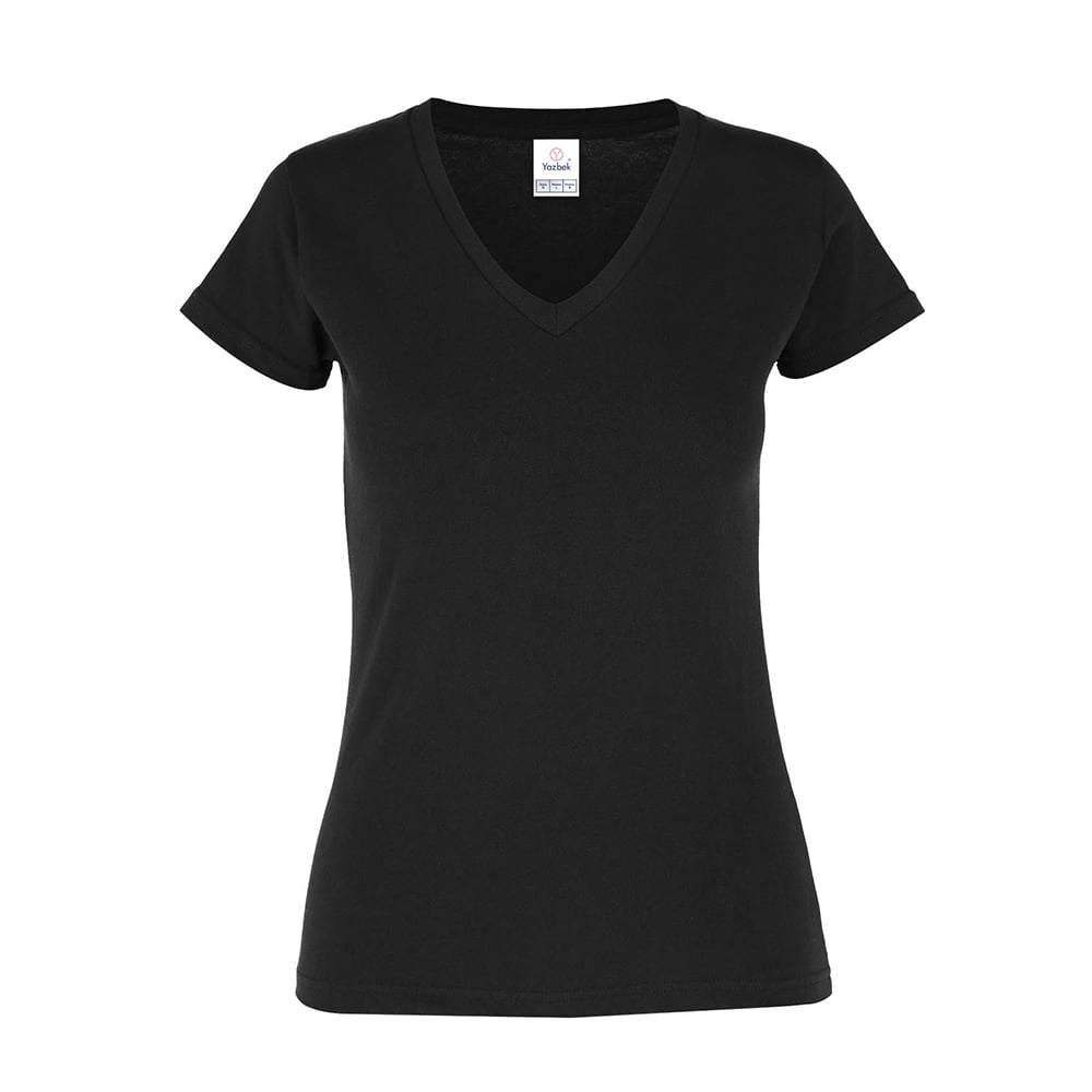 Playera Cuello V, para Dama, Color Negro, Talla Grande, 100% Algodón ...