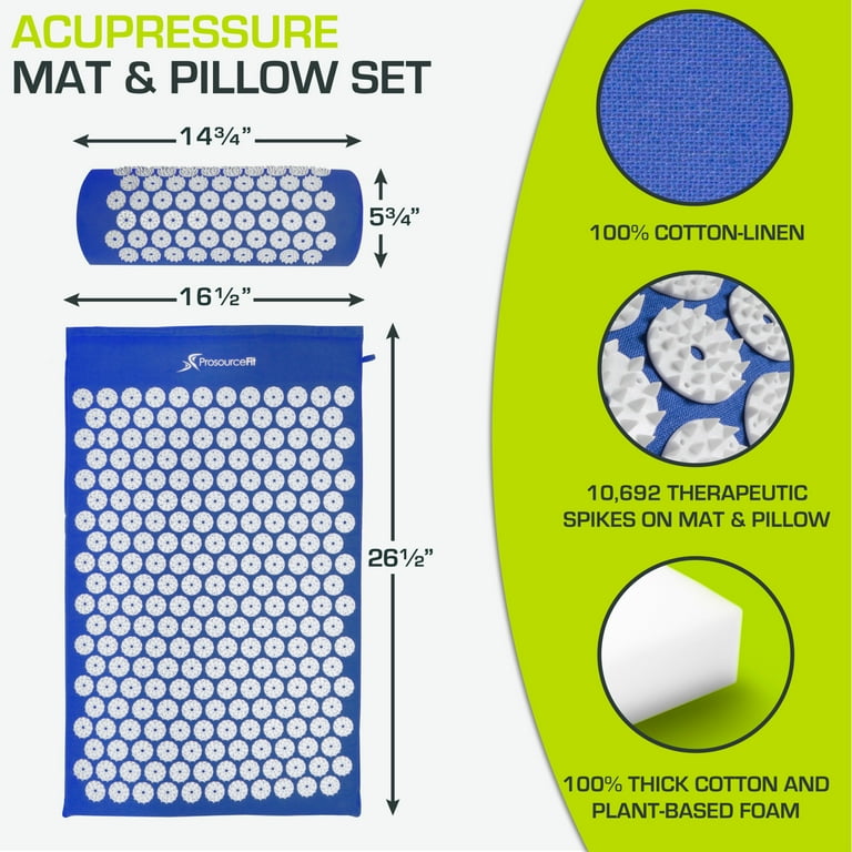 ProsourceFit Acupressure Mat and Pillow Set for Back Neck Pain Relief and Muscle Relaxation