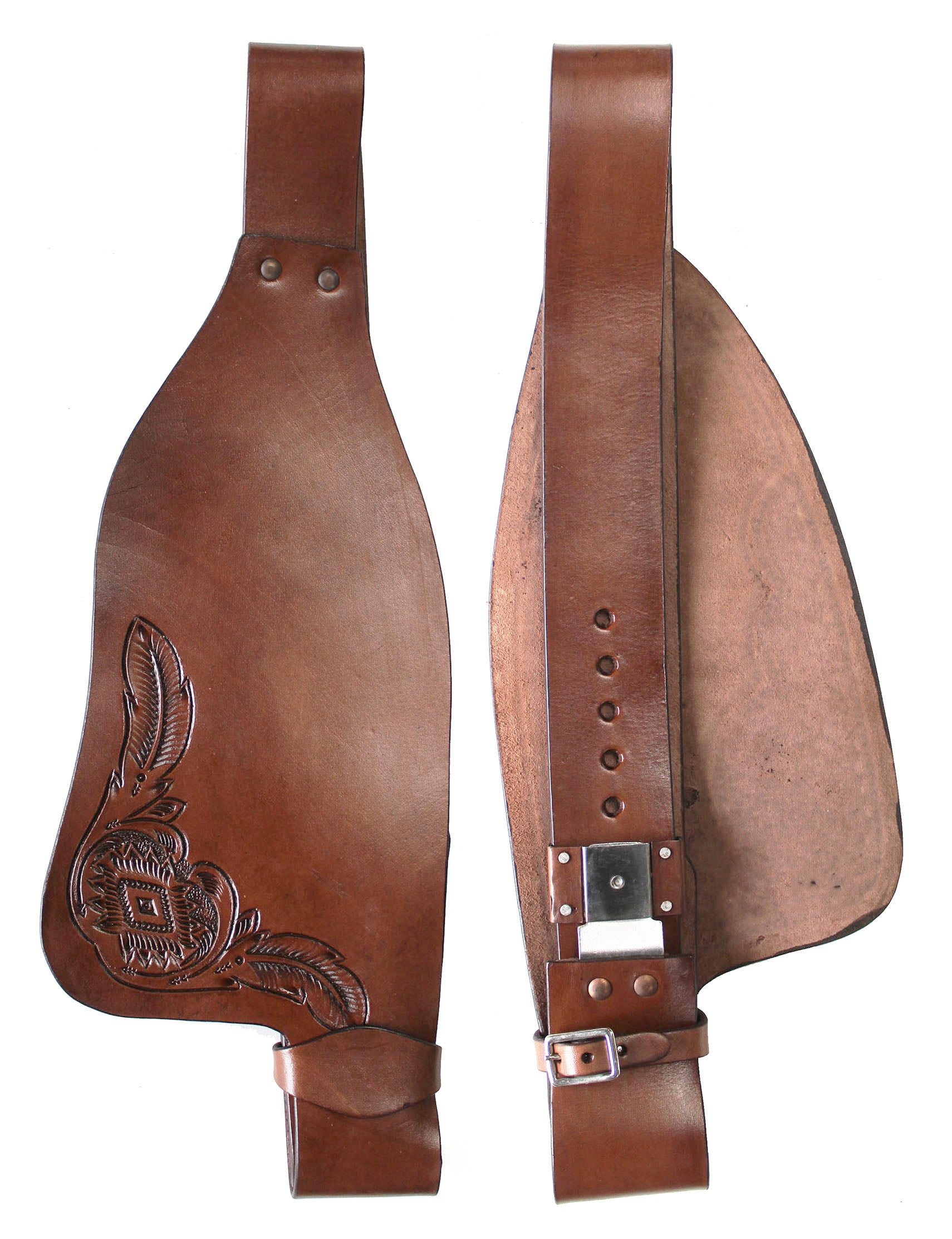 Horse Western Adult Feather Tooled Brown Leather Replacement Saddle ...