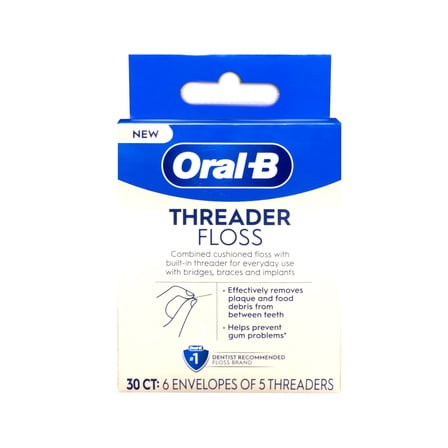 Oral-B Glide Pro-Health Threader Floss, 30 Count, Bridges, Braces ...
