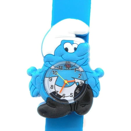 The smurfs cute cartoon colorful quartz watch with silicone strap glass ...