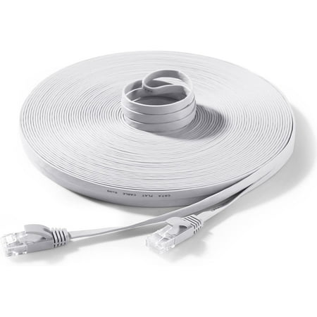 KUNOVA (TM) Ethernet Cable Cat6 Flat 100ft White, Network Cable Cat 6 ...
