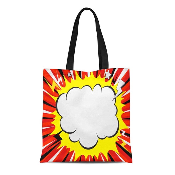 JSDART Canvas Tote Bag Comic Book Pop Black and White Radial Lines ...