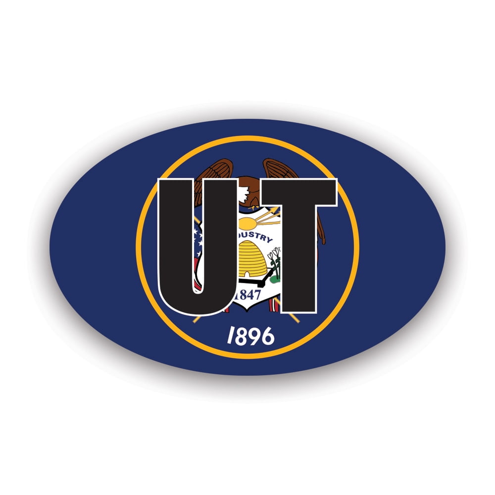 Utah Flag Oval Sticker Decal - Self Adhesive Vinyl - Weatherproof ...
