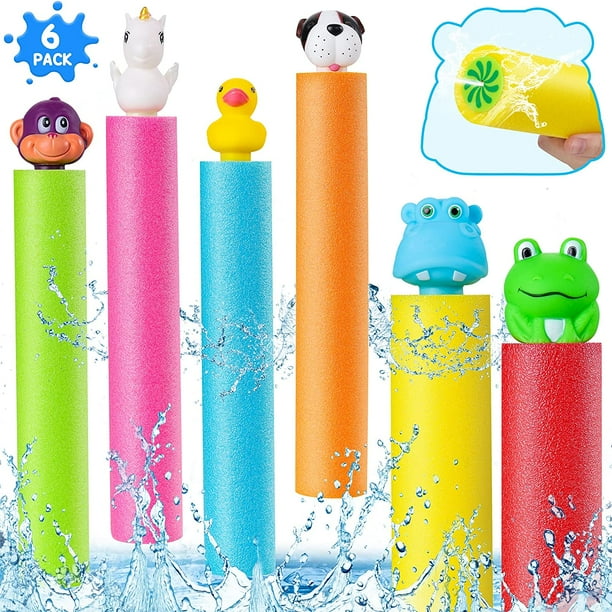 Water Gun, 35FT Long Range Pool Noodles Toy 6 Pack Foam Water Shooter ...