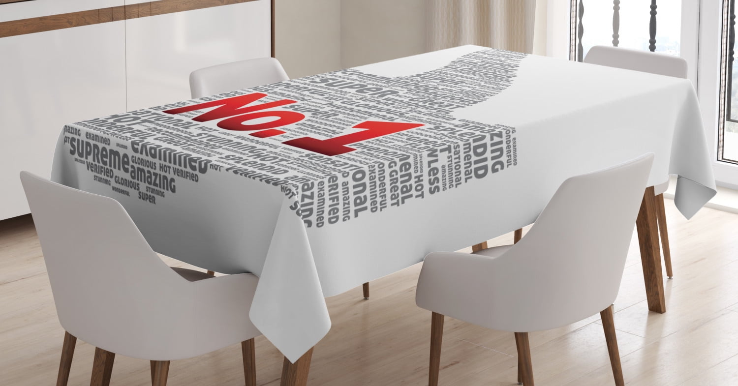 Ambesonne Number Tablecloth Rectangular Table Cover, Thumbs up Number ...