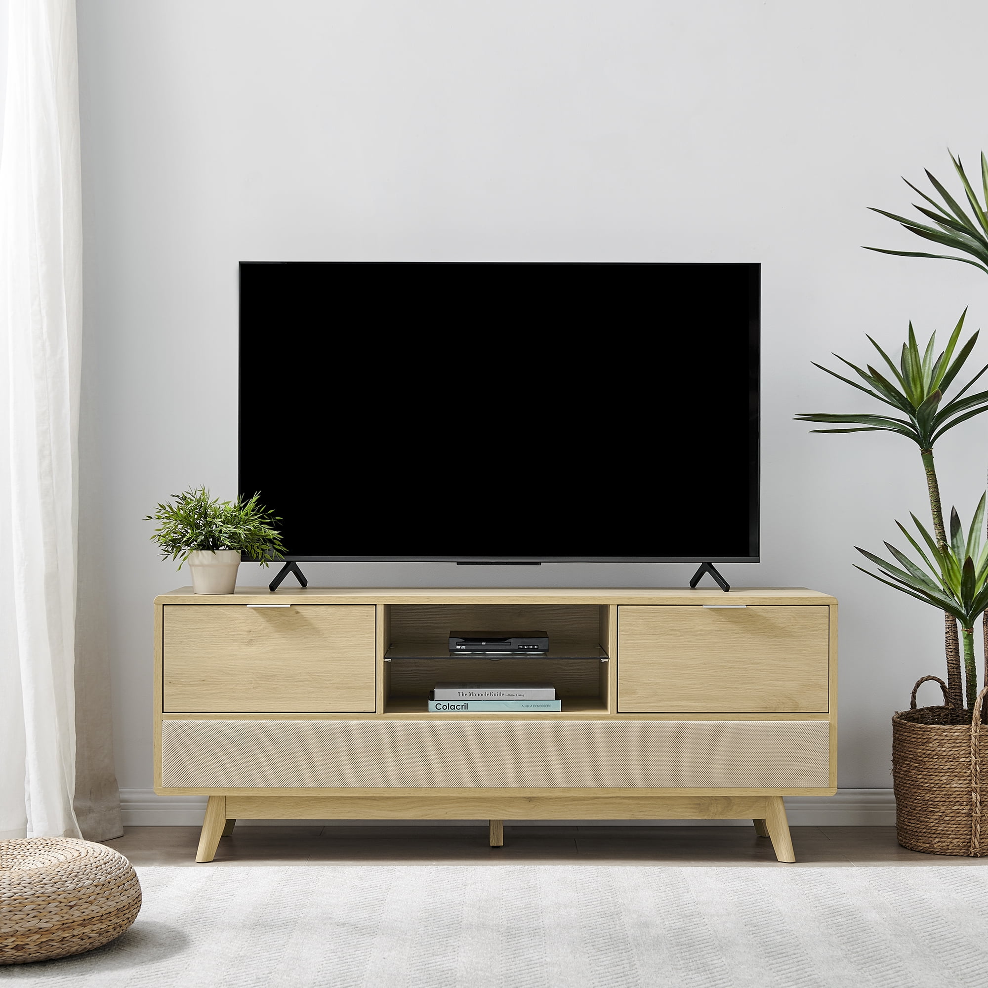 Larsen Smart TV Stand with Audio System, Oak - Walmart.com