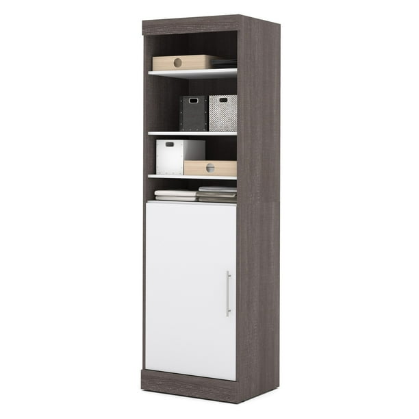 Nebula by Bestar 25" Storage Unit with Door in Bark Gray & White ...