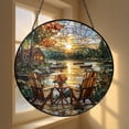 Cat and Moonlit Lake Window Suncatcher, Faux Glass Inspired Night Scene ...