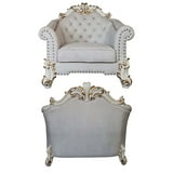 ACME Vendome II Chair with 2 Pillows in Two Tone Ivory Fabric and ...
