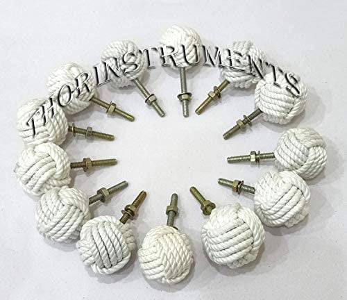 Lot Of 12 Knotty White Door knobs Nautical Drawer pulls Jute Rope ...