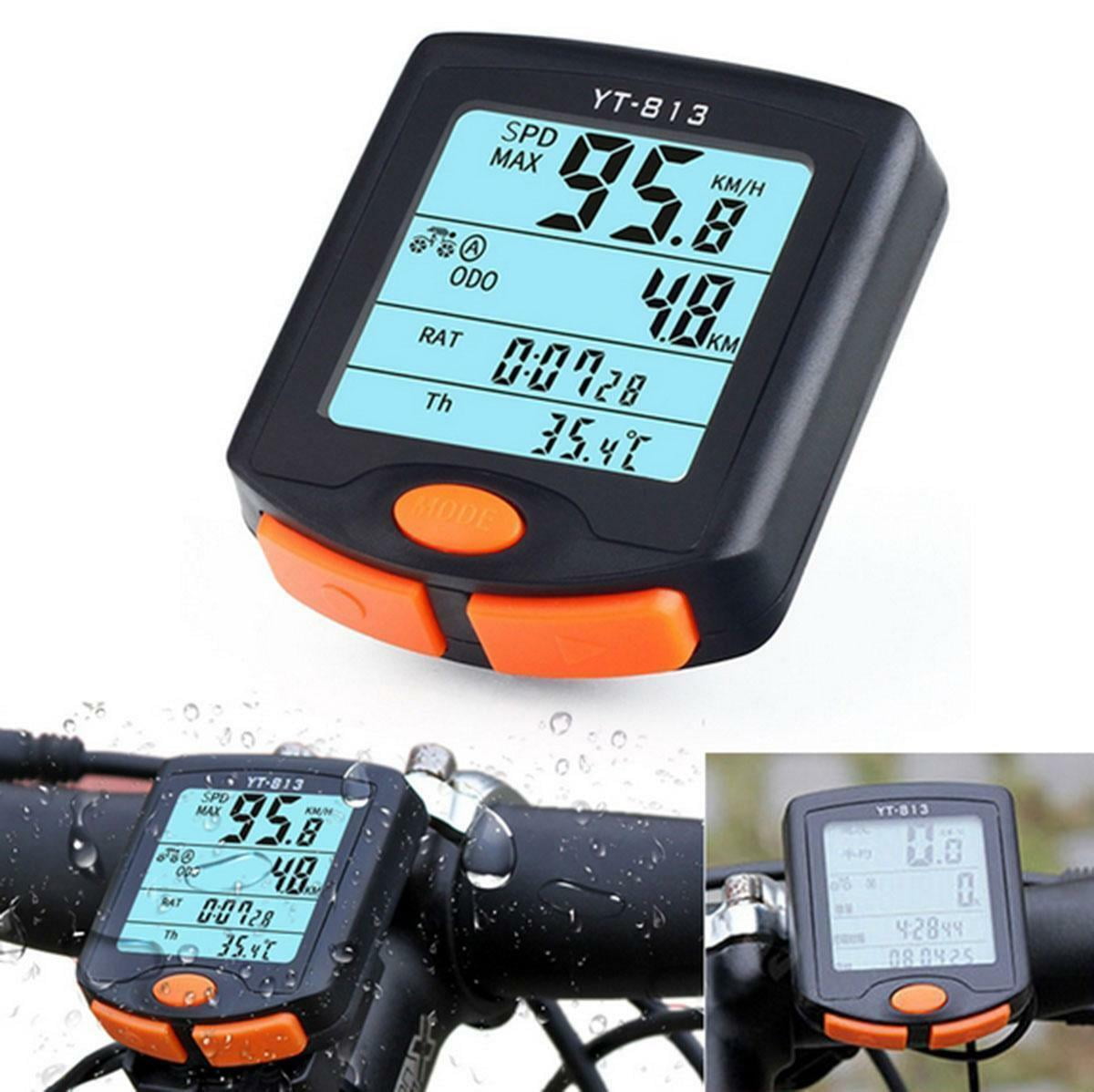 Bicycle Cycling LCD Speedometer Mileage Time Temp Bike Monitoring with ...