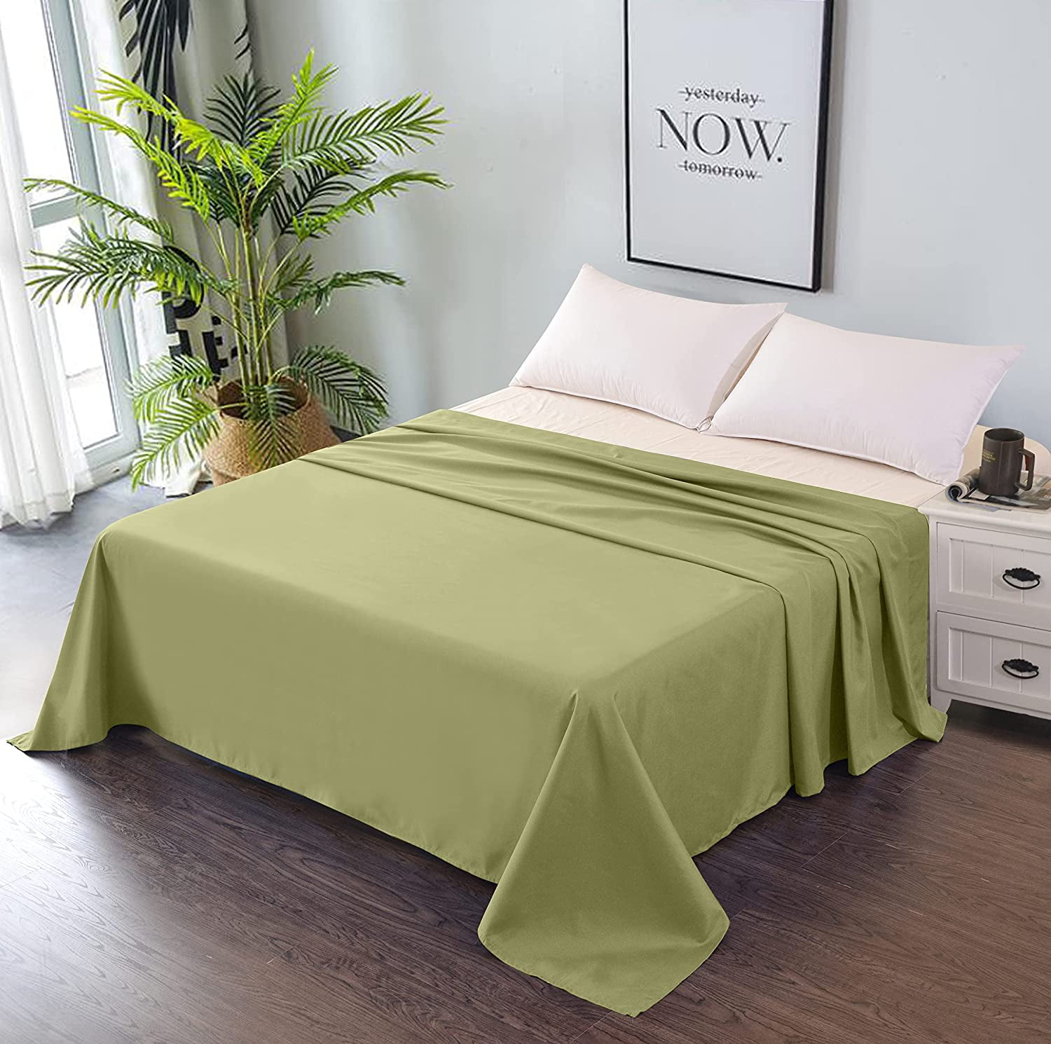 Premium Bed Flat Sheet - Breathable and Soft - Top Sheet Only - Easy ...