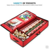 Premium Holiday Christmas Gift Wrap Storage Box With Inside Pockets ...