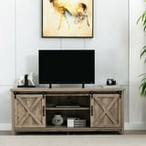 "Yaoping 58"" Oak Color Farmhouse Sliding Barn Door TV Stand for TVs Up ...