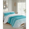 4 Piece Duvet Cover Set Full, Gradient Turquoise White Stripes Soft ...