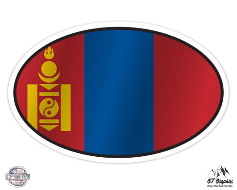 Mongolia Flag Oval - 12" Vinyl Sticker Waterproof Decal - Walmart.com